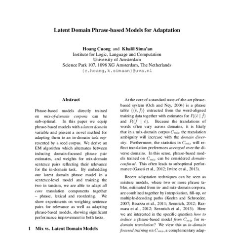Latent Domain Phrase Based Models For Adaptation Acl Anthology
