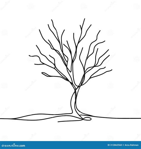 One Line Minimalist Continuous Linear Sketch Dry Tree Stock Illustration Illustration Of
