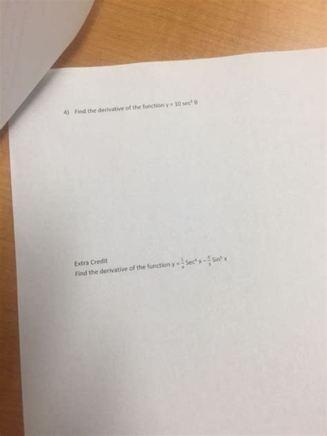 Solved Find The Derivative Of The Function Y 10 Sec 6 Theta Chegg Com