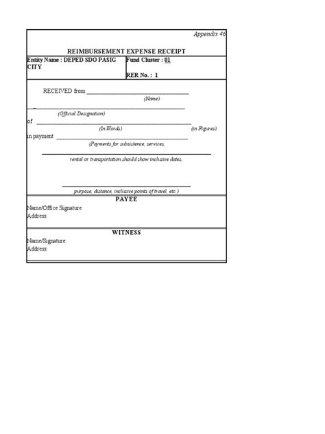 Reimbursement Expense Receipt Rer Pdf Payments Taxation