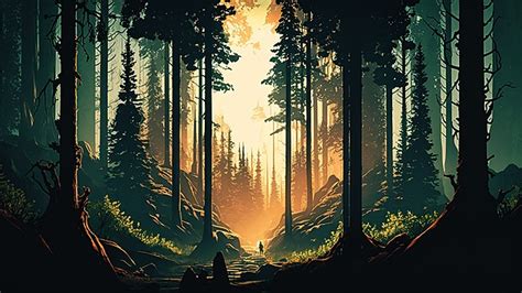 Forest Dusk Bushes Background Deep In The Forest Dusk Tree Background Image And Wallpaper For