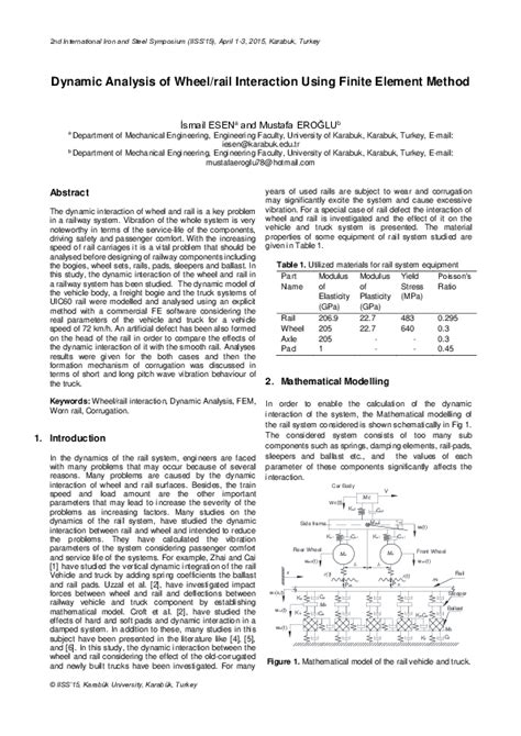Pdf Dynamic Analysis Of Wheel Rail Interaction Using Finite Element Method