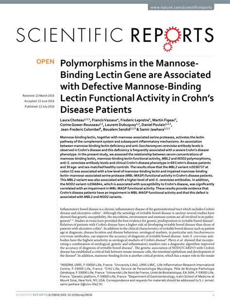 Pdf Polymorphisms In The Mannose Binding Lectin Gene Are Associated With Defective Mannose