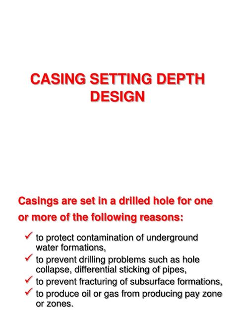 Casing Setting Depth Design Pdf Casing Borehole Oil Well