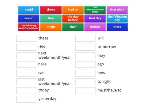 Gw B1 Reported Speech Rule Updated Match Up