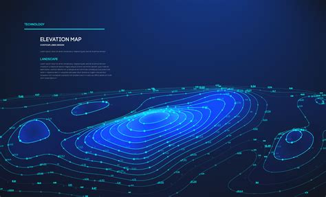 Topographic Map Blue Technology Background Big Data Elevation Map With
