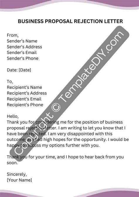 Business Proposal Rejection Letter Sample With Examples
