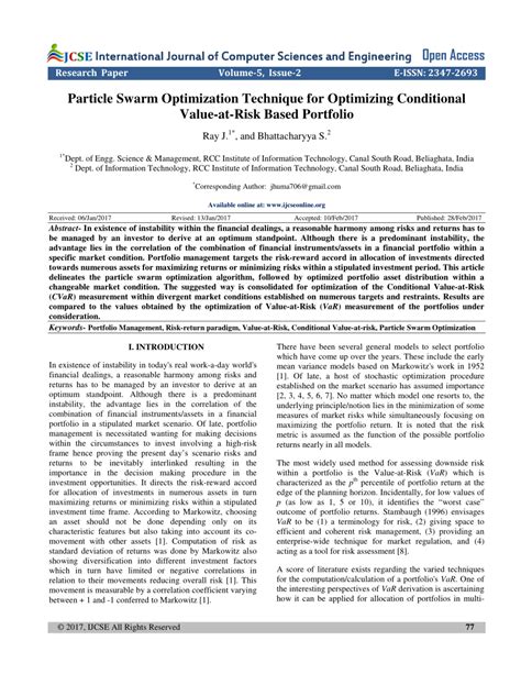 Pdf Particle Swarm Optimization Technique For Optimizing Conditional