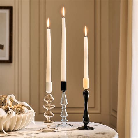 Kava Cool Toned Glass Taper Candle Holder Set Of 3 Reviews Cb2