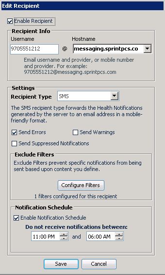 configure exclude filters — remote notification