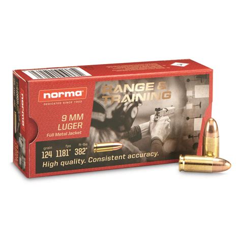 Norma Range And Training 9mm Fmj 124 Grain 50 Rounds 718157 9mm