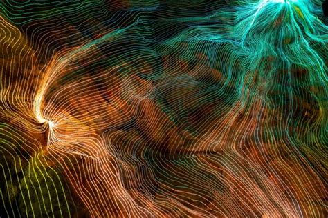 네트워크 점과 어두운 배경을 연결하는 디지털 직조 선의 추상 물결은 미래의 컴퓨터 과학 기술 개념을 보여주는 기하학적 현대 3d 메쉬 패턴 디자인 프리미엄 사진