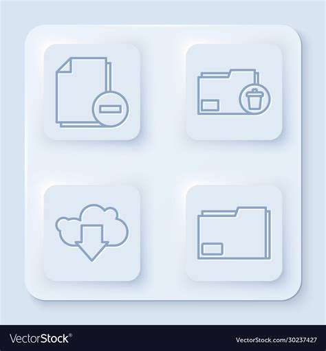 Set Line Document With Minus Delete Folder Cloud Vector Image