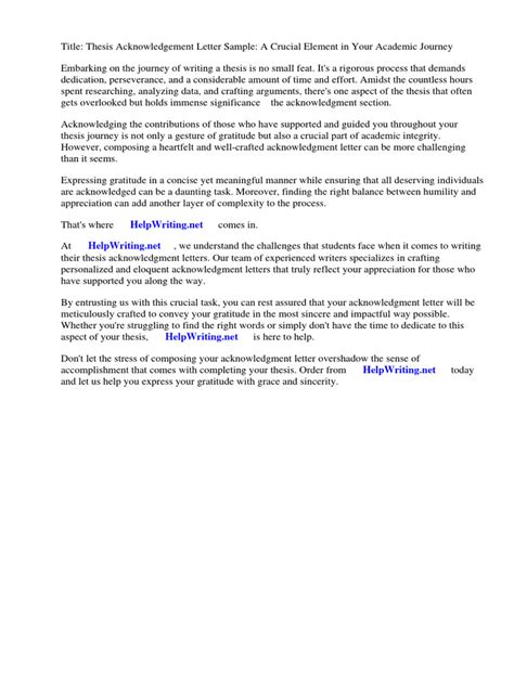 Thesis Acknowledgement Letter Sample Pdf Thesis Doctor Of Philosophy