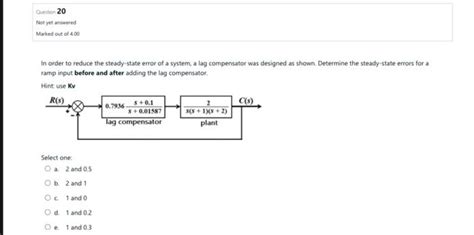Solved In Order To Reduce The Steady State Error Of A Chegg Com