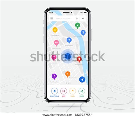 Map Gps Navigation App Ux Ui Stock Vector Royalty Free 1839767554