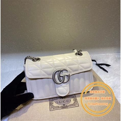 【甜甜二手】gucci 古馳gg Marmont 22 豎條斜紋絎縫皮革 小號迷你黑色鏈條包斜背包單肩包446744 蝦皮購物