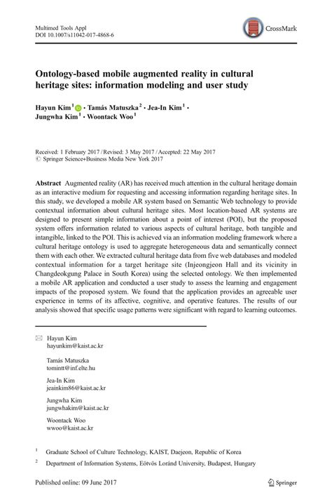 Pdf Ontology Based Mobile Augmented Reality In Cultural Heritage Sites Information Modeling