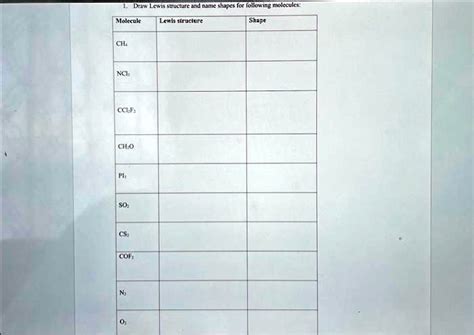 SOLVED Draw Lewis Structure And Name Shapes For The Following Molecules Molecule Lewis