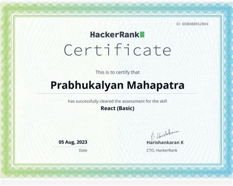 Prabhukalyan Mahapatra On Linkedin Hackerrank