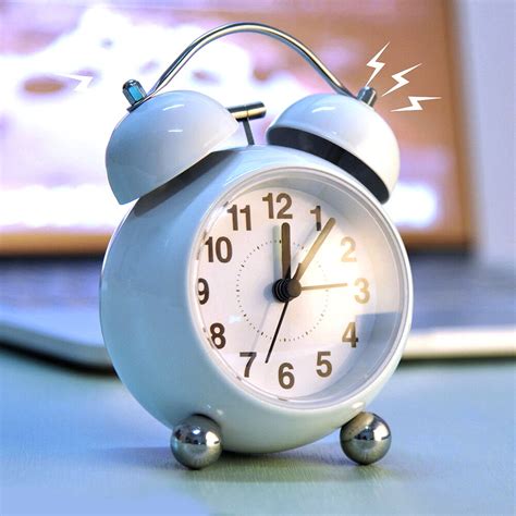 Analog Alarm Clock Silent Non Ticking Quartz Twin Bell Super Loud With Backlight White