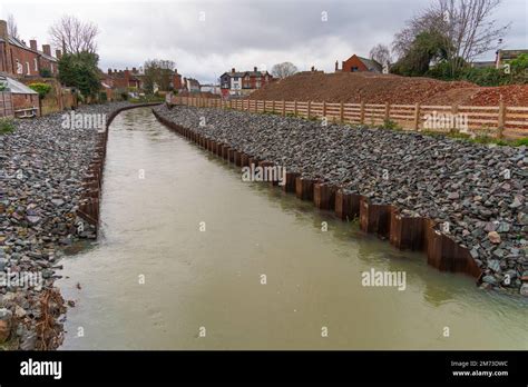 Sheet Metal Piling Position Located In Ground Supporting River
