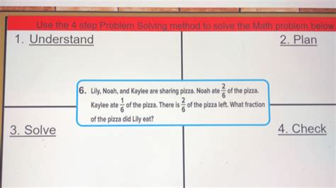 Solved Use The 4 Step Problem Solving Method To Solve The Math Problem Below 1 Understand 2