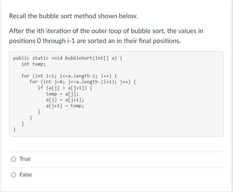 solved recall the bubble sort method shown below after the
