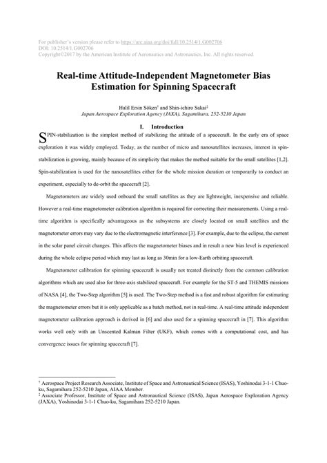 Pdf Real Time Attitude Independent Magnetometer Bias Estimation For