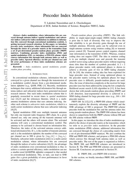 Pdf Precoder Index Modulation