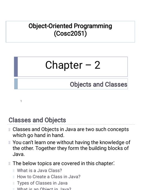Object Oriented Programing Chapter 2 Class And Object Pdf Method