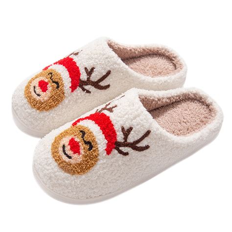 Lovskoo 2024 Womens Novelty Christmas Slippers Cozy Novelty Fuzzy