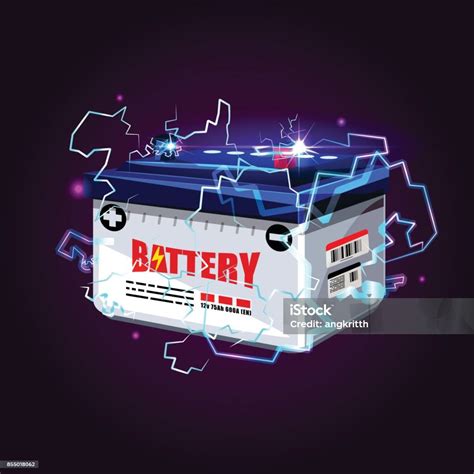 자동차 배터리 전기 불꽃 조명 효과 함께입니다 전원 에너지 개념벡터 차에 대한 스톡 벡터 아트 및 기타 이미지 차 0명 만화 Istock