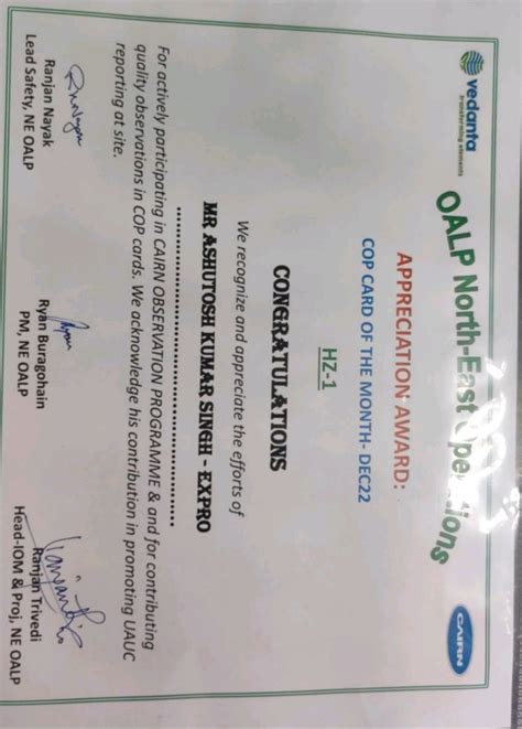 ashutosh kumar singh on linkedin proud to contribute towards a safe culture at the work place