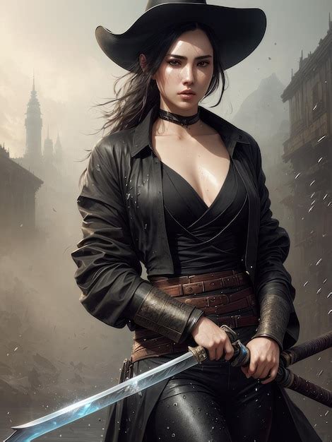 Premium Ai Image Girl Pirate With A Saber