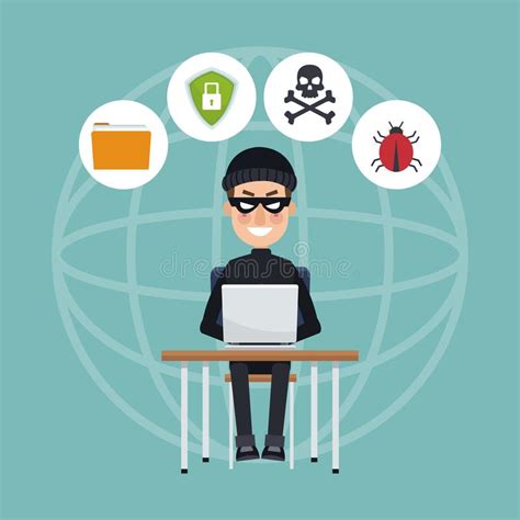Hacker And Security System Stock Vector Illustration Of Criminal