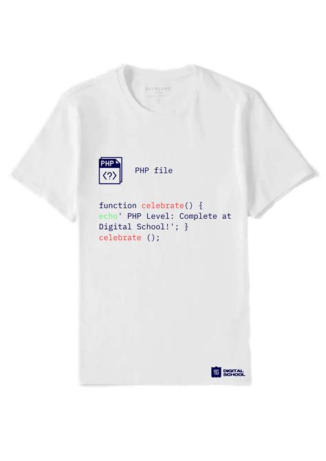 digital school shop white t shirt php level s m l