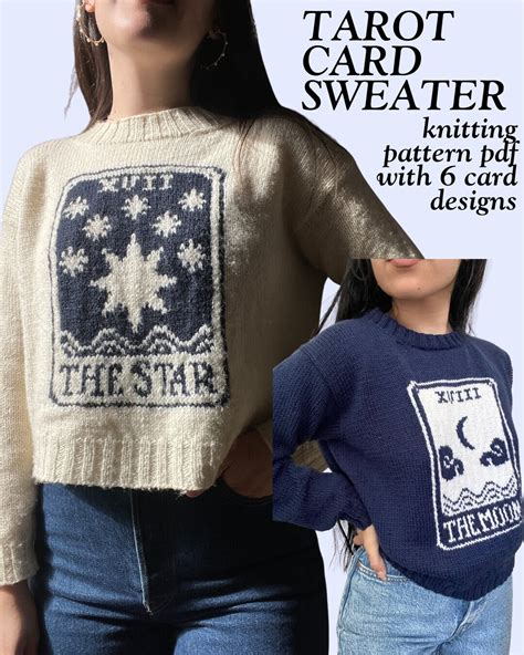 Tarot Card Sweater Knitting Pattern Stranded Colorwork Top Down Sweater For Intermediate