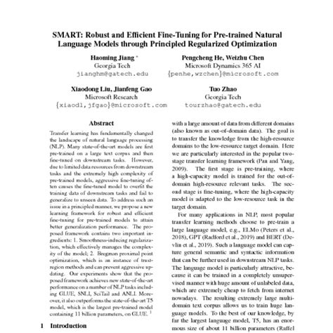 Smart Robust And Efficient Fine Tuning For Pre Trained Natural Language Models Through