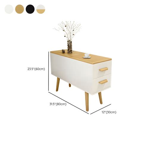 Scandinavian Rectangular Wood End Table With Drawers And Trunk Storage End And Side Tables