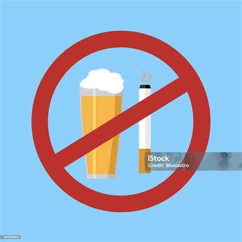 흡연과 음주를 중지 알코올 습관 개념 벡터 일러스트 맥주와 담배에 대한 금지 된 표지판 술 마실 것에 대한 스톡 벡터 아트 및 기타 이미지 술 마실 것 정지 표지판