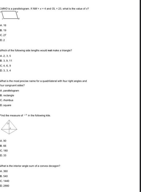 Solved Lmno Is A Parallelogram If Nm X 4 And Ol 23