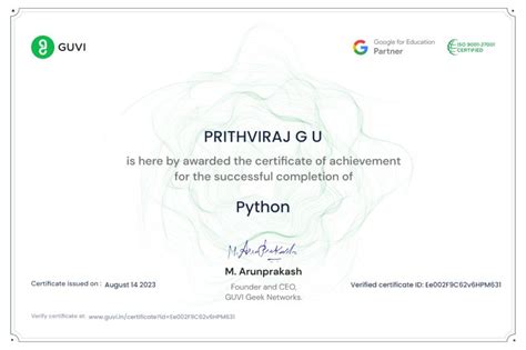 prithviraj g u on linkedin python pythonprogramming guvi