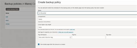 how to setup scheduled backup of compute instance in oci eclipsys
