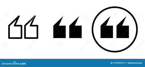 Black Quotation Marks In Various Styles Including A Circular Frame Cartoon Vector