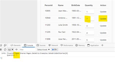 In Fluentdatagrid The Fluentnumberfield Does Not Update Value In Code