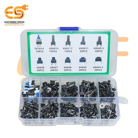 Tactile Push Button Switch Kit Combo 10 Types 180pcs
