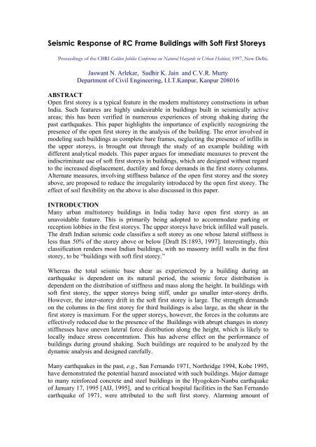Seismic Response Of Rc Frame Buildings With Soft First Storeys