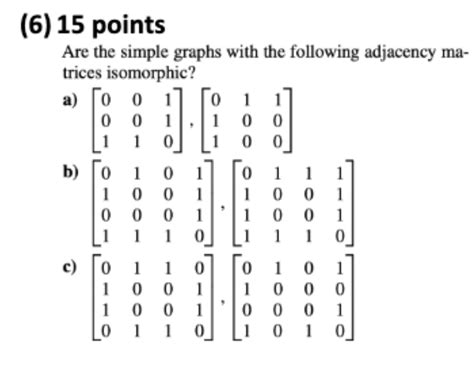 Solved 6 15 Points Are The Simple Graphs With The Following