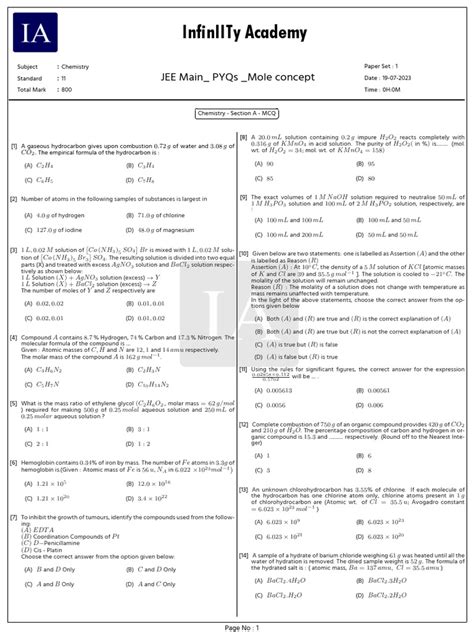jee main pyqs mole concept 28399276 pdf mole unit molar